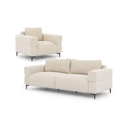 S-STYLE Polstergarnitur 3+1 Cardea beige Ma&szlig;e (cm): B: 217 H: 80 Sofas > Sofas nach Material > Stoffsofas &raquo; Sofa DE