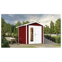Gartenhaus Weka "224 A", rot (rot, wei&szlig;), Fu&szlig;boden im Gartenhaus, ohne Dacheindeckung, Massivholz, Gartenh&auml;user, Gartenhaus