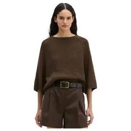 Marc O'Polo Strickpullover MARC O'POLO "aus B&auml;ndchengarn", Damen, Gr. S, burnt coffee melange, Obermaterial: 70% Baumwolle, 30% Polyester, unifarben, Rundhals, Pullover Strickpullover