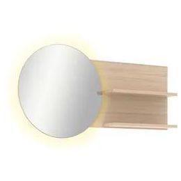 Spiegel Innostyle "Pisa Spiegel", braun, B:133cm H:70cm T:17cm, Holzwerkstoff, glasspiegel, Spiegel, LED-Beleuchtung, gro&szlig;e Fl&auml;che, 2 Fachb&ouml;den