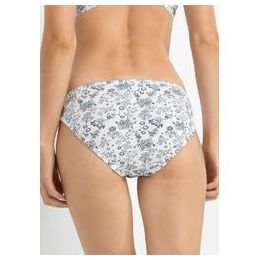 Slip bonprix, Damen, Gr. 36/38 (S), 3 Stk., indigo, wei&szlig; gebl&uuml;mt, wei&szlig;, indigo, Jersey, Obermaterial: 95% Baumwolle, 5% Elasthan, bedruckt, unifarben, figurbetont, Unterhosen Slip, unifarben und bedruckt, mit kleinem Schleifendetail