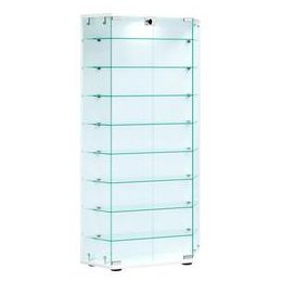 Standvitrine Vcm "Holz Glas Stand Vitrine Sammelvitrine Cenila XL", wei&szlig;, B:83cm T:17cm, Obermaterial: 100% Holz Wood., Schr&auml;nke, Standvitrine