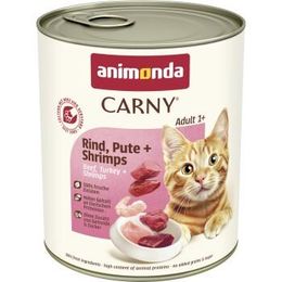 animonda Carny Nassfutter Katze Adult Rind, Pute und Shrimps 24x800 g