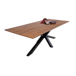 Esstisch 180 x 90 cm Akazie massiv nussbaumfarben schweizer Kante Spider-Gestell ABBY