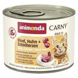 animonda Carny Nassfutter Katze Adult Rind, Huhn und Entenherzen 24x200 g
