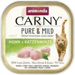 animonda Carny Nassfutter Katze Adult, Pure and Mild 32x100 g Huhn mit Katzenminze