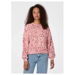 Sweatshirt Ragwear "WUSS PRINT", Damen, Gr. XL, pink, Sweatware, Obermaterial: 70% Baumwolle, 30% Polyester, bedruckt, normal, Rundhals, Sweatshirts Sweatshirt, Elastische Baumwollmischung und softem Finish mit Allover-Print