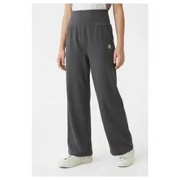 Palazzohose Converse "CNVG FOLDDOWN RIBBED PANT", M&auml;dchen, Gr. 152/158 (XL), N-Gr, grau (schwarz matter), Obermaterial: 57% Baumwolle, 38% Polyester, 5% Elasthan, Hosen Palazzohose, f&uuml;r Kinder und Jugendliche, aus Baumwolle mit Elasthan