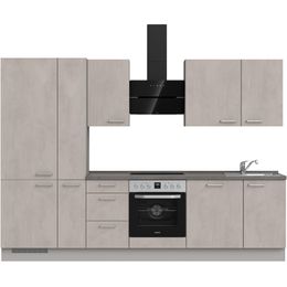 K&uuml;chenzeile Nobilia "Riva II", NEU: individuell anpassbar mit gratis Profi-Beratung", grau (k&uuml;che: grau, korpus: steingrau, arbeitsplatte: beton schiefergrau nachbildung), B:300,3cm H:216,6cm T:60cm, Komplettk&uuml;chen-Sets, K&uuml;chenzeile, vormontiert, Breite 300 cm, Ausrichtung w&auml;hlbar, wahlw. mit E-Ger&auml;ten