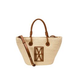 Marc O'Polo Shopper MARC O'POLO "mit edlen Echtleder-Details", Damen, Gr. B/H/T: 34cm x 22cm x 9cm, burnt tobacco, Papierstroh, unifarben, Taschen Shopper