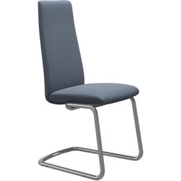 Polsterstuhl stressless "Laurel", blau (sparrow blau paloma, chrom matt), B:53cm H:105cm T:60cm, Leder PALOMA: PALOMA ist ein durchgef&auml;rbtes Semianilin-M&ouml;belleder mit nat&uuml;rlicher Narbung., St&uuml;hle, Polsterstuhl, High Back, Gr&ouml;&szlig;e M, mit Beinen aus Stahl in Chrom matt