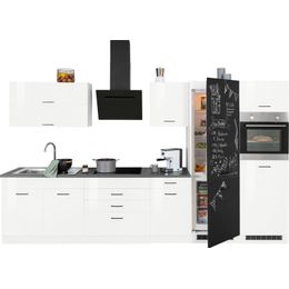 K&uuml;chenzeile KOCHSTATION "KS-Trier", wei&szlig; (k&uuml;che: wei&szlig;, korpus: wei&szlig;, arbeitsplatte: anthrazit), B:350cm T:60cm, Komplettk&uuml;chen-Sets, K&uuml;chenzeile, mit E-Ger&auml;ten, Breite 350 cm