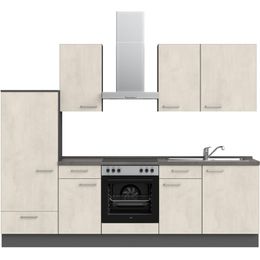 K&uuml;chenzeile Nobilia "Riva I", NEU: individuell anpassbar mit gratis Profi-Beratung", wei&szlig; (k&uuml;che: wei&szlig;, korpus: schiefergrau, arbeitsplatte: beton schiefergrau nachbildung), B:270,3cm H:216,6cm T:60cm, Komplettk&uuml;chen-Sets, K&uuml;chenzeile, vormontiert, Breite 270 cm, Ausrichtung w&auml;hlbar, wahlw. mit E-Ger&auml;ten