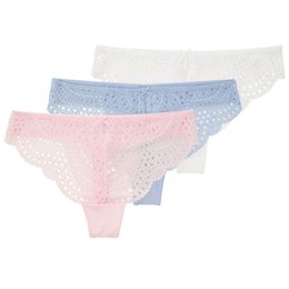 Gina Benotti 3 Damen Strings mit Spitze