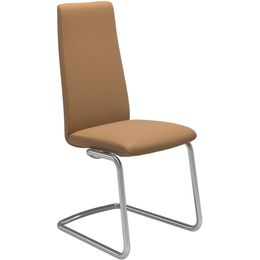 Polsterstuhl stressless "Laurel", braun (taupe paloma, chrom matt), B:53cm H:105cm T:60cm, Leder PALOMA: PALOMA ist ein durchgef&auml;rbtes Semianilin-M&ouml;belleder mit nat&uuml;rlicher Narbung., St&uuml;hle, Polsterstuhl, High Back, Gr&ouml;&szlig;e M, mit Beinen aus Stahl in Chrom matt