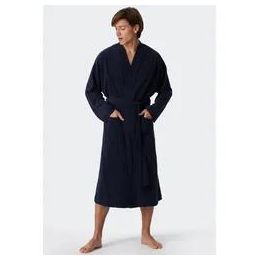 Herrenbademantel Schiesser "Feather Terry", Herren, Gr. XL, blau (803, blau), Baumwoll-Mix, Langform, Hausm&auml;ntel, Bindeg&uuml;rtel, Seitentaschen