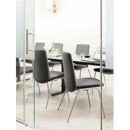 Polsterstuhl stressless "Laurel", grau (metal grau paloma, chrom matt), B:57cm H:92cm T:59cm, Leder PALOMA: PALOMA ist ein durchgef&auml;rbtes Semianilin-M&ouml;belleder mit nat&uuml;rlicher Narbung., St&uuml;hle, Polsterstuhl, Low Back, Gr&ouml;&szlig;e L, mit Beinen aus Stahl in Chrom matt