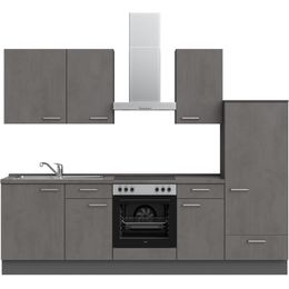 K&uuml;chenzeile Nobilia "Riva I", NEU: individuell anpassbar mit gratis Profi-Beratung", grau (k&uuml;che: grau, korpus: schiefergrau, arbeitsplatte: beton schiefergrau nachbildung), B:270,3cm H:216,6cm T:60cm, Komplettk&uuml;chen-Sets, K&uuml;chenzeile, vormontiert, Breite 270 cm, Ausrichtung w&auml;hlbar, wahlw. mit E-Ger&auml;ten