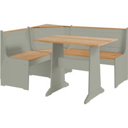 Essgruppe OTTO HOME "Sascha", salbei, naturfarben, B:160cm H:87cm T:120cm, Sitzm&ouml;bel-Sets, Essgruppe, aus massivem Kiefernholz, bestehend aus einer Truhen-Eckbank + Tisch