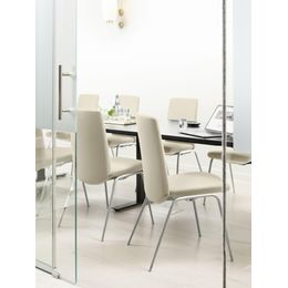 Polsterstuhl stressless "Laurel", beige (cream batick, chrom matt), B:57cm H:92cm T:59cm, Leder BATICK: BATICK ist ein leicht korrigiertes, durchgef&auml;rbtes und genarbtes M&ouml;belleder, bei dem die meisten Unebenheiten und Spuren in der Regel entfernt wurden., St&uuml;hle, Polsterstuhl, Low Back, Gr&ouml;&szlig;e L, mit Beinen aus Stahl in Chrom matt