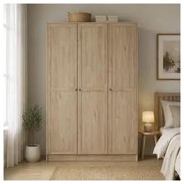 Kleiderschrank Home Affaire "Billund, skandinavischen Design & viel Stauraum, 2 Breiten 145/195 cm", braun (jackson hickory), B:147cm H:200,1cm T:61,7cm, Holzwerkstoff, Schr&auml;nke, Kleiderschrank, Viel Stauraum mit B&ouml;den & Kleiderstange, praktische Aufteilung