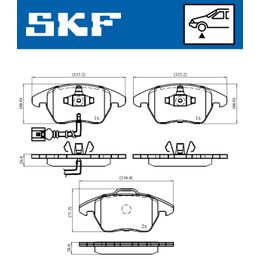 SKF Bremsbelagsatz, Scheibenbremse vkbp80007e f&uuml;r SEAT VW Skoda