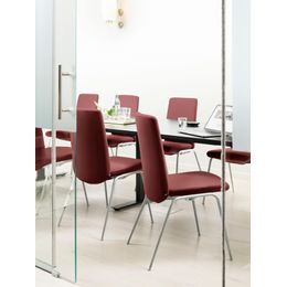 Polsterstuhl stressless "Laurel", rot (cherry paloma, chrom matt), B:57cm H:92cm T:59cm, Leder PALOMA: PALOMA ist ein durchgef&auml;rbtes Semianilin-M&ouml;belleder mit nat&uuml;rlicher Narbung., St&uuml;hle, Polsterstuhl, Low Back, Gr&ouml;&szlig;e L, mit Beinen aus Stahl in Chrom matt