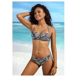 B&uuml;gel-Bandeau-Bikini-Top Lascana "Liv", Damen, Gr. 38, Cup A, grau (anthrazit, creme), Obermaterial: 82% Polyamid, 18% Elasthan. Futter: 100% Polyester. Wattierung: 100% Polyester, Bikini-Oberteile, Mit goldfarbener Schnalle