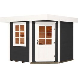 Gartenhaus Weka "Designhaus 213 Plus", grau (anthrazit, wei&szlig;), Fu&szlig;boden im Gartenhaus, ohne Dacheindeckung, Massivholz, Gartenh&auml;user, Gartenhaus