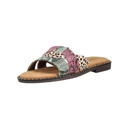 Pantolette Lazamani "Lazamani Pantoletten Leder/Textil", Damen, Gr. 37, fuchsia, Leder, Textil, Schuhe Pantolette