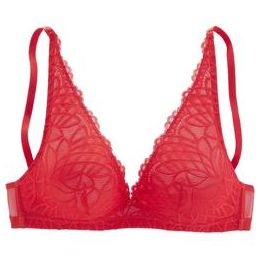 Bralette-BH Lascana "Cara", Damen, Gr. 65, Cup F, rot, Spitze, Obermaterial: 88% Polyamid, 12% Elasthan, BHs, ohne B&uuml;gel im edlen High-Apex Design, sexy Dessous