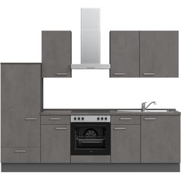 K&uuml;chenzeile Nobilia "Riva I", NEU: individuell anpassbar mit gratis Profi-Beratung", grau (k&uuml;che: grau, korpus: schiefergrau, arbeitsplatte: beton schiefergrau nachbildung), B:270,3cm H:216,6cm T:60cm, Komplettk&uuml;chen-Sets, K&uuml;chenzeile, vormontiert, Breite 270 cm, Ausrichtung w&auml;hlbar, wahlw. mit E-Ger&auml;ten