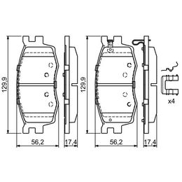 Bosch Bremsbelagsatz, Scheibenbremse 0986494617 f&uuml;r KIA HYUNDAI LANCIA