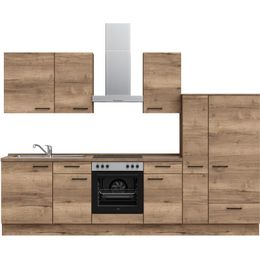 K&uuml;chenzeile Nobilia "Structura I", NEU: individuell anpassbar mit gratis Profi-Beratung", braun (k&uuml;che: braun, korpus: eiche havanna nachbildung, arbeitsplatte: eiche havanna nachbildung), B:300,3cm H:216,6cm T:60cm, Komplettk&uuml;chen-Sets, K&uuml;chenzeile, vormontiert, Breite 300 cm, Ausrichtung w&auml;hlbar, wahlw. mit E-Ger&auml;ten