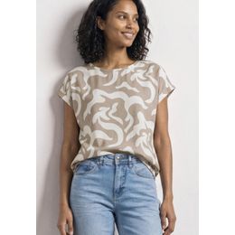 Hemdbluse Street One, Damen, Gr. 34, timeless beige, Stoff, 100% Viskose, gemustert, klassisch normal, V-Ausschnitt, normaler Saum, Blusen Hemdbluse, mit allover Print