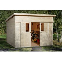 Gartenhaus Weka "225 Gr.2", beige (naturbelassen), Fu&szlig;boden im Gartenhaus, ohne Dacheindeckung, Massivholz, Gartenh&auml;user, Gartenhaus