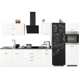 K&uuml;chenzeile KOCHSTATION "KS-Trier", wei&szlig; (k&uuml;che: wei&szlig;, korpus: wei&szlig;, arbeitsplatte: anthrazit), B:350cm T:60cm, Komplettk&uuml;chen-Sets, K&uuml;chenzeile, mit E-Ger&auml;ten, Breite 350 cm