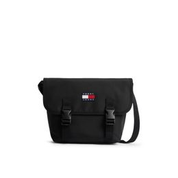 Messenger Bag Tommy Jeans "TJM ESS DAILY MESSENGER", Damen, Gr. B/H/T: 33cm x 22cm x 14cm, schwarz, Textil, Taschen, Damen Schultertasche, Gesch&auml;ftstasche mit Logo-Aufn&auml;her