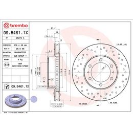 Brembo Bremsscheibe 09.B461.1X 319mm 28mm f&uuml;r TOYOTA