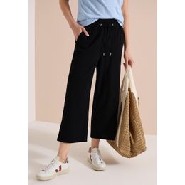Culotte Cecil, Damen, Gr. L, L&auml;nge 24, schwarz, Web, 75% Baumwolle, 25% Modal, unifarben, loose fit 3/4-L&auml;nge, Hosen Culotte, aus Seersucker-Material