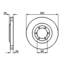 Bosch Bremsscheibe 0986478437 bel&uuml;ftet 280mm 26mm f&uuml;r Opel Vaughall ISUZU