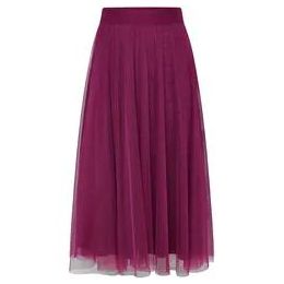 Midirock Zero "Damen mit elastischem Bund", Damen, Gr. 34, magenta lila, T&uuml;ll, Obermaterial: 100% Polyester, transparent, ausgestellt lang, R&ouml;cke, Material.
