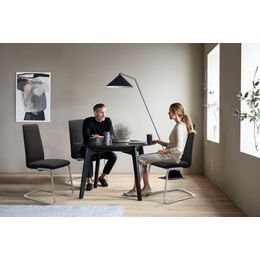 Polsterstuhl stressless "Laurel", schwarz (schwarz batick, chrom matt), B:53cm H:105cm T:60cm, Leder BATICK: BATICK ist ein leicht korrigiertes, durchgef&auml;rbtes und genarbtes M&ouml;belleder, bei dem die meisten Unebenheiten und Spuren in der Regel entfernt wurden., St&uuml;hle, Polsterstuhl, High Back, Gr&ouml;&szlig;e M, mit Beinen aus Stahl in Chrom matt