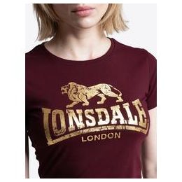 T-Shirt Lonsdale "BANTRY", Damen, Gr. XXL, oxblood, gold, Obermaterial: 100% Baumwolle, Shirts T-Shirt, sportlicher Stil, f&uuml;r Sportmode und Streetwear, moderner Look
