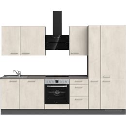 K&uuml;chenzeile Nobilia "Riva II", NEU: individuell anpassbar mit gratis Profi-Beratung", wei&szlig; (k&uuml;che: wei&szlig;, korpus: schiefergrau, arbeitsplatte: beton schiefergrau nachbildung), B:300,3cm H:216,6cm T:60cm, Komplettk&uuml;chen-Sets, K&uuml;chenzeile, vormontiert, Breite 300 cm, Ausrichtung w&auml;hlbar, wahlw. mit E-Ger&auml;ten