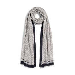 Modeschal Tommy Hilfiger "TH MONOGRAM", Damen, space blau, Web, Baumwollmischung, Modet&uuml;cher