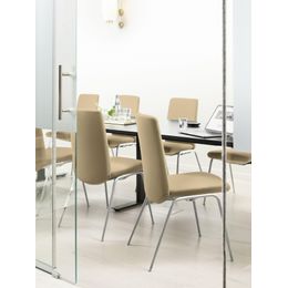 Polsterstuhl stressless "Laurel", beige (sand paloma, chrom matt), B:57cm H:92cm T:59cm, Leder PALOMA: PALOMA ist ein durchgef&auml;rbtes Semianilin-M&ouml;belleder mit nat&uuml;rlicher Narbung., St&uuml;hle, Polsterstuhl, Low Back, Gr&ouml;&szlig;e L, mit Beinen aus Stahl in Chrom matt