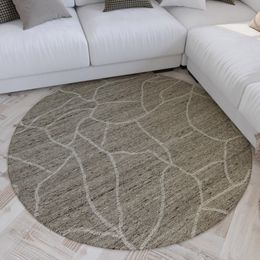 Wollteppich Wecon Home "Hamptons FORTYONE", grau (taupe), H:15mm &Oslash;:180cm, Schurwolle, Teppiche, Schurwolle, Kurzflor, Wohnzimmer, elegant, robust, Stein-Muster