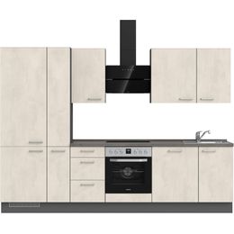 K&uuml;chenzeile Nobilia "Riva II", NEU: individuell anpassbar mit gratis Profi-Beratung", wei&szlig; (k&uuml;che: wei&szlig;, korpus: schiefergrau, arbeitsplatte: beton schiefergrau nachbildung), B:300,3cm H:216,6cm T:60cm, Komplettk&uuml;chen-Sets, K&uuml;chenzeile, vormontiert, Breite 300 cm, Ausrichtung w&auml;hlbar, wahlw. mit E-Ger&auml;ten
