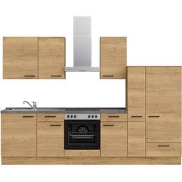 K&uuml;chenzeile Nobilia "Structura I", NEU: individuell anpassbar mit gratis Profi-Beratung", braun (k&uuml;che: braun, korpus: eiche sierra nachbildung, arbeitsplatte: beton schiefergrau nachbildung), B:300,3cm H:216,6cm T:60cm, Komplettk&uuml;chen-Sets, K&uuml;chenzeile, vormontiert, Breite 300 cm, Ausrichtung w&auml;hlbar, wahlw. mit E-Ger&auml;ten